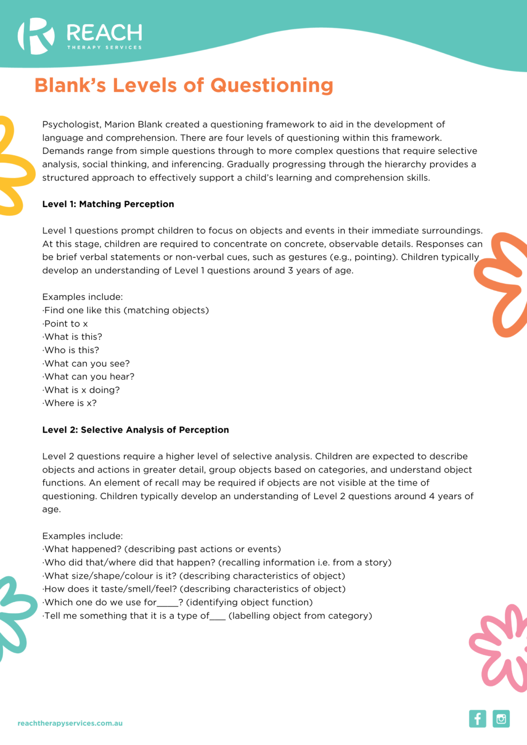 Resources - Reach Therapy Services